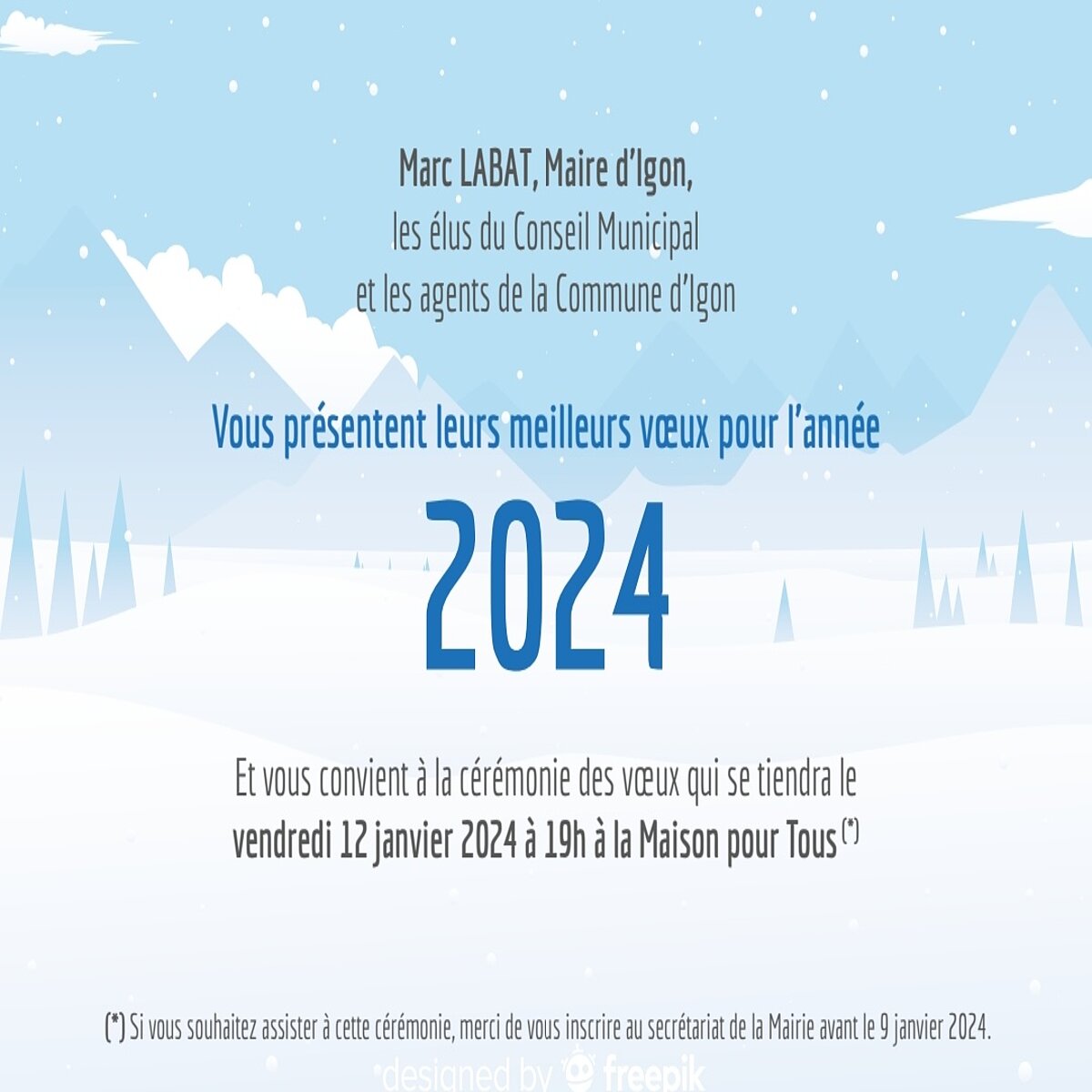 Invitation aux Voeux du Maire 2024 - Commune d'Igon